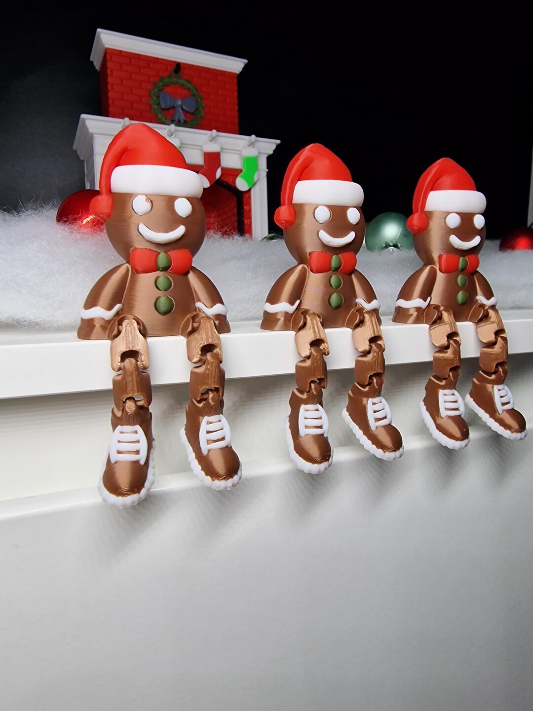 Gingerbread Man Sitting 3D Printed Decorative Christmas Decoration ...