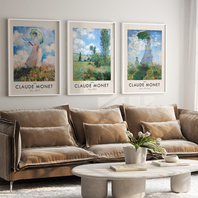 Claude Monet Prints Set, Vintage Wall Art, Beige Decor - Set No.7 - Etsy