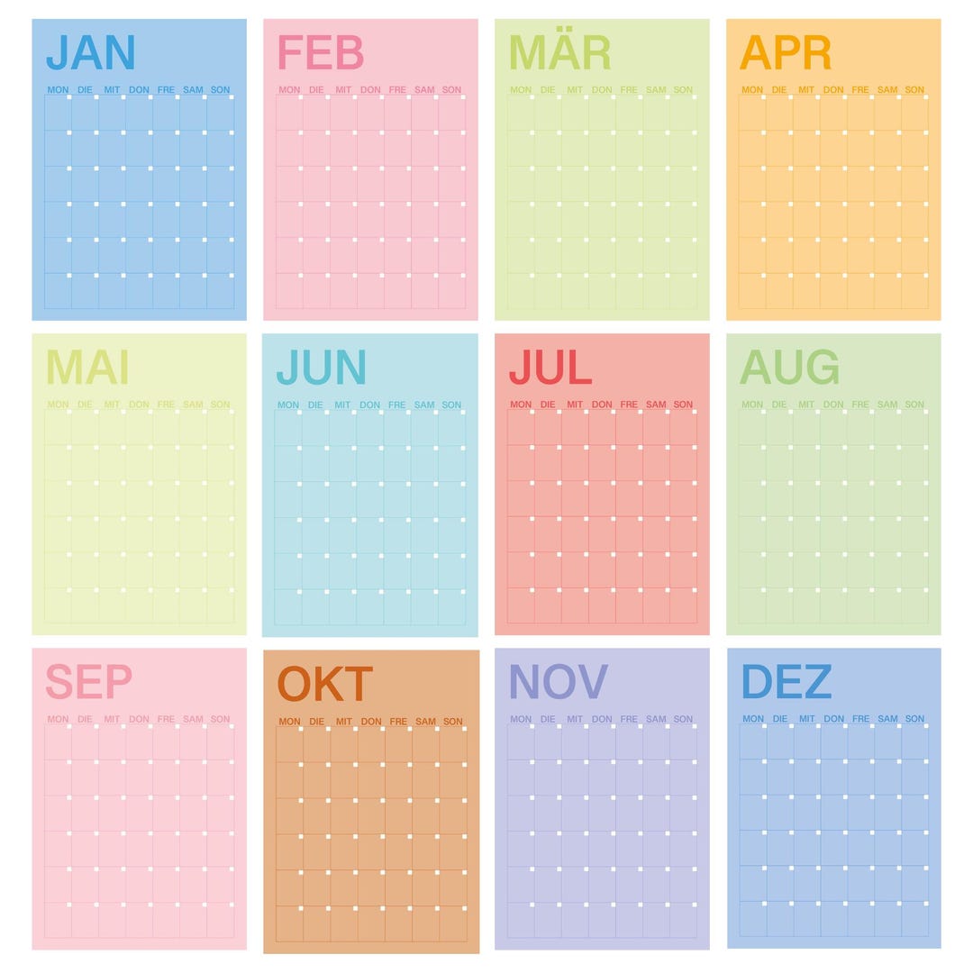 Giant A3 Wall Calendar in Color | Perpetual Calendar | Undated Wall ...