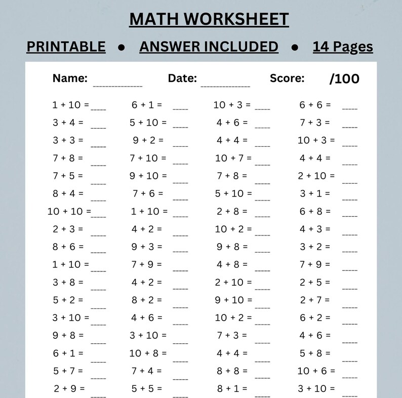 Printable Math Addition Worksheets for Kids | Fun Learning Activity ...
