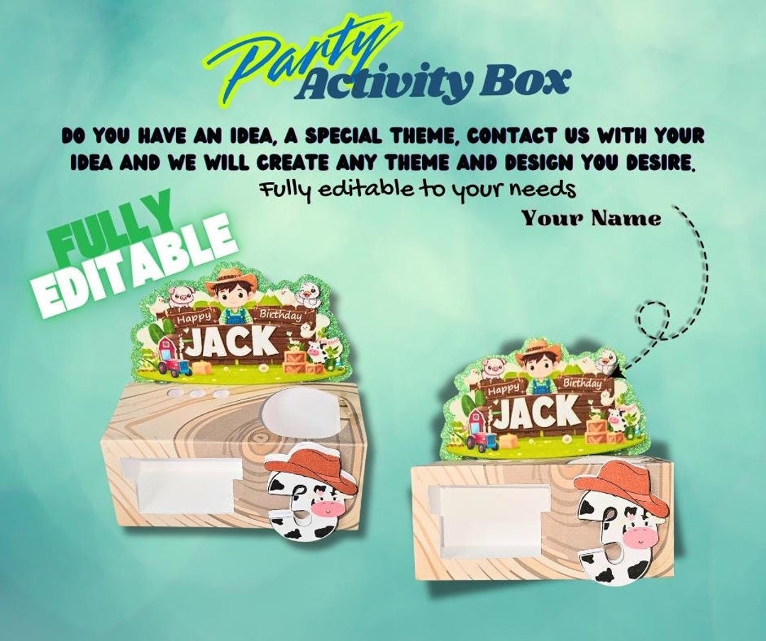 Farm Coloring Box - Crayon Party Favor - Party Activity Box - Party ...