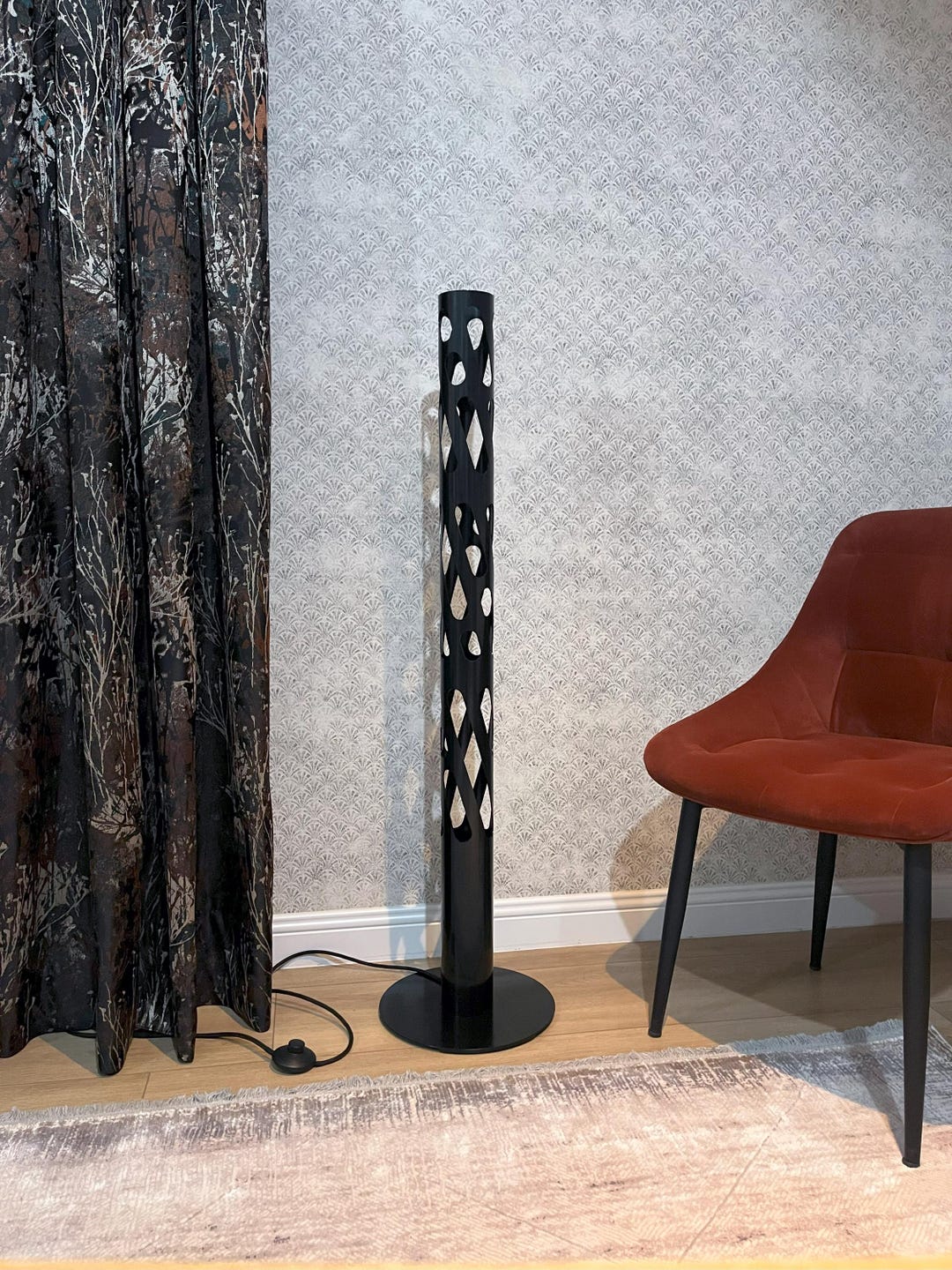 Sprial Floor Lamp, Metal Structure, Linear, Minimal Lighting, Home ...