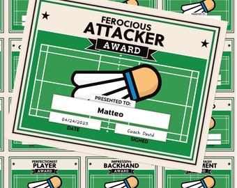 DIY Editable and Printable Sports Certificate Template Badminton ...