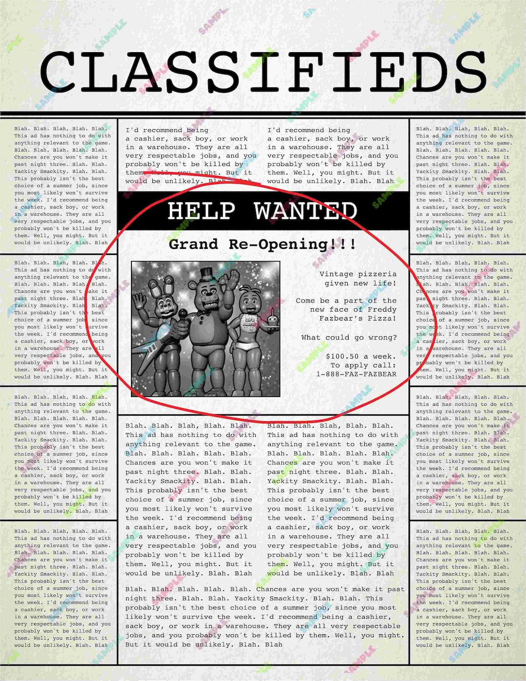 FNAF Newspaper Clippings / Classified - Etsy