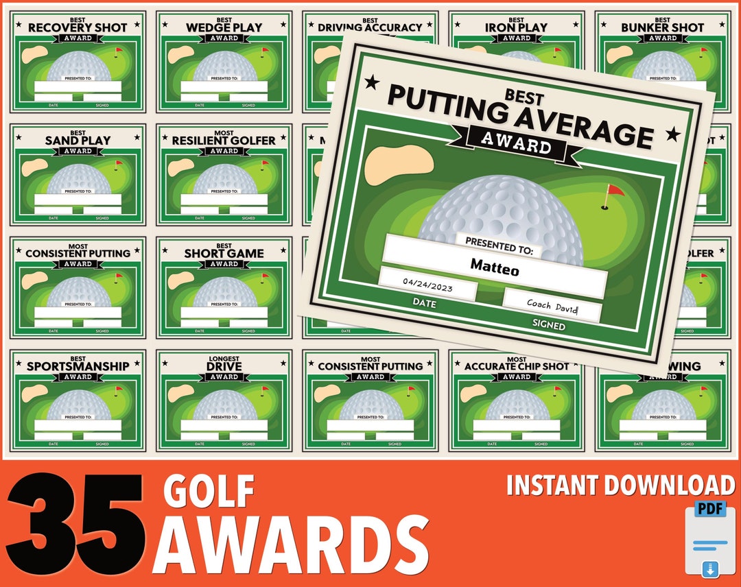 Editable Golf Award Certificates - Etsy