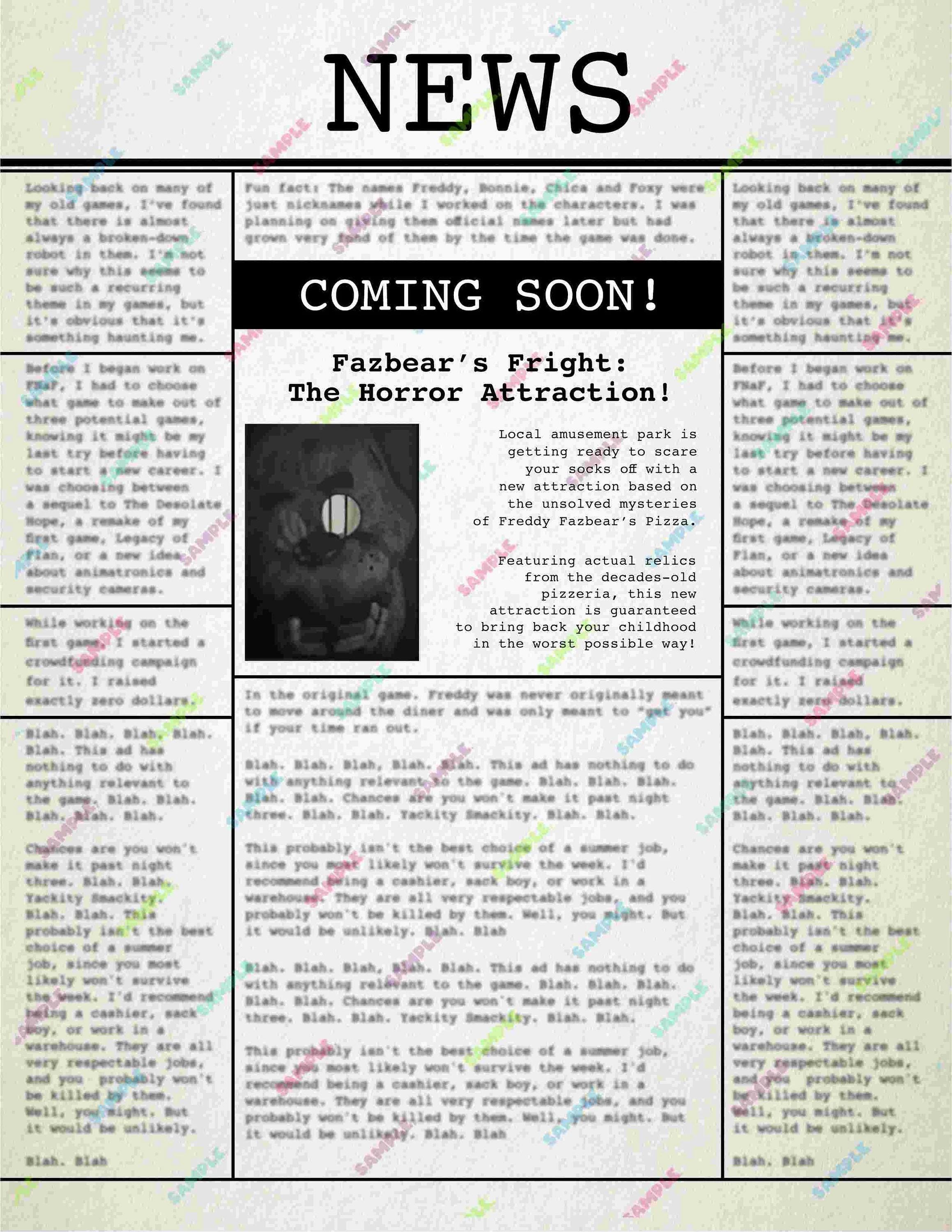 FNAF Newspaper Clippings / Classified - Etsy