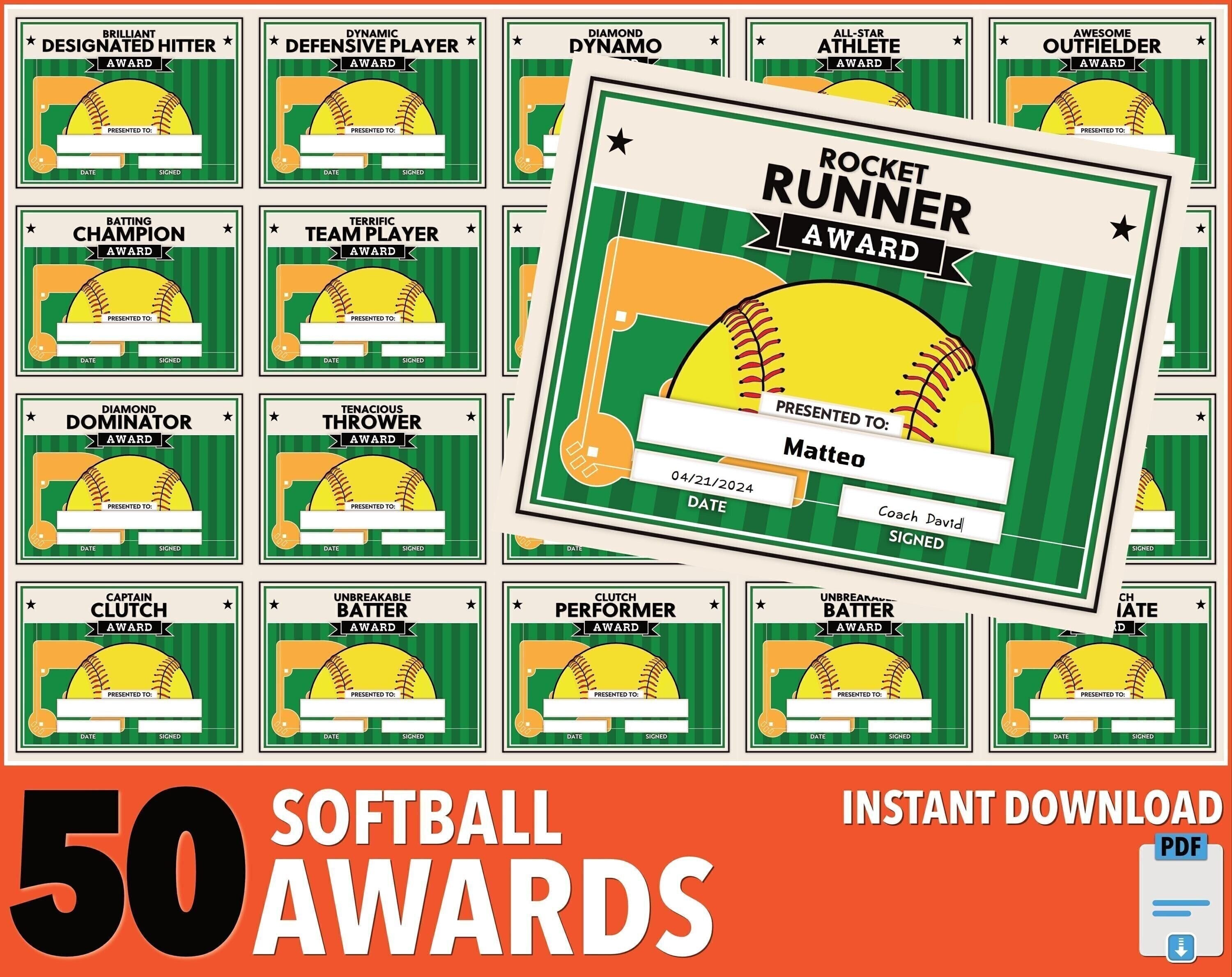 Editable Softball Award Certificates - Etsy