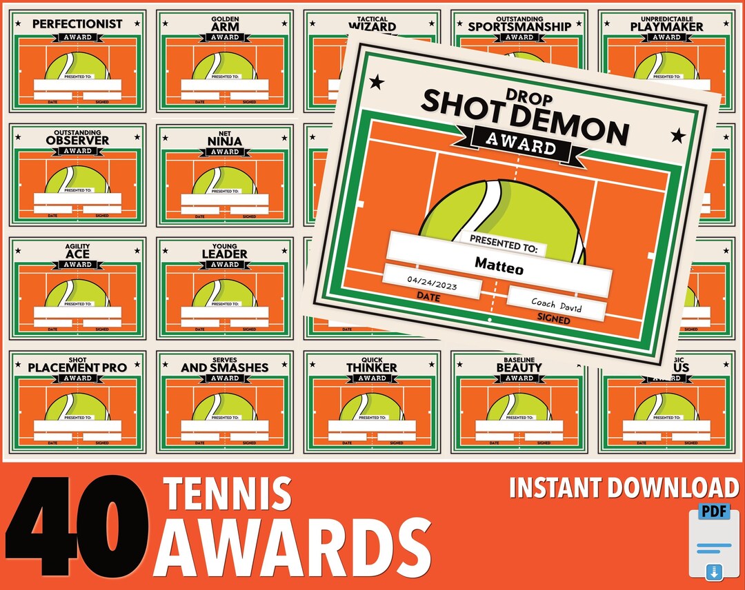 Editable Tennis Award Certificates - Etsy