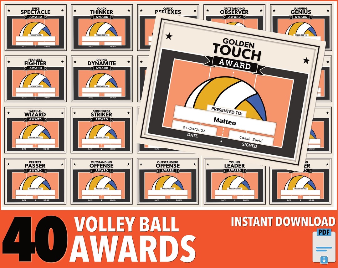 Editable Volleyball Award Certificates - Etsy