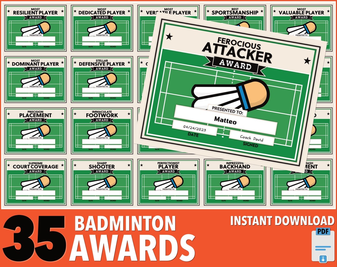 Editable Badminton Award Certificates - Etsy