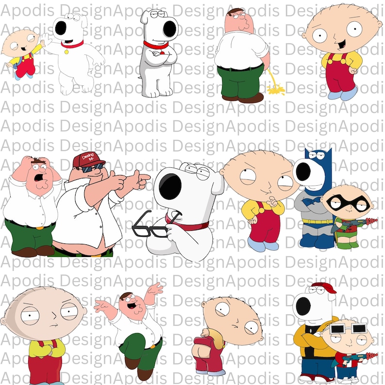 Family Guy SVG-PNG Layered Mega Bundle,all Caracters Family Guy Svg-png ...