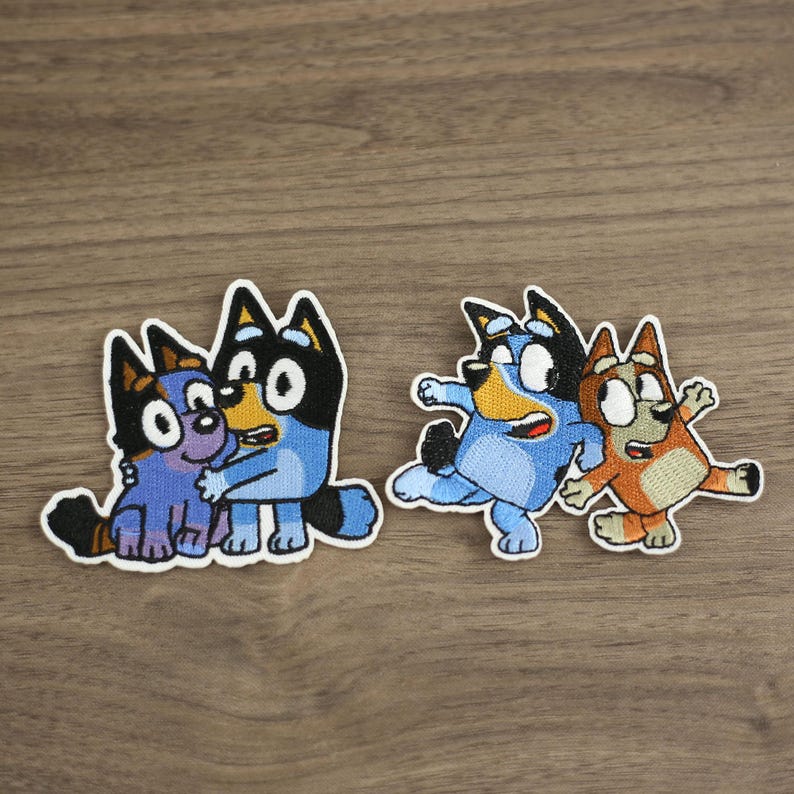 Bluey Dog Inspired Iron on and Stick on Patches. Jacket T-shirt ...