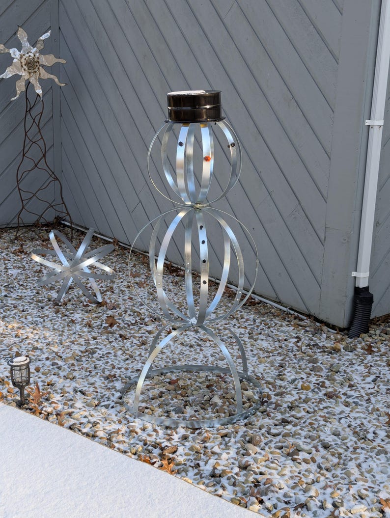 Wine Barrel Hoop Snowman, Metal Yard Art. - Etsy