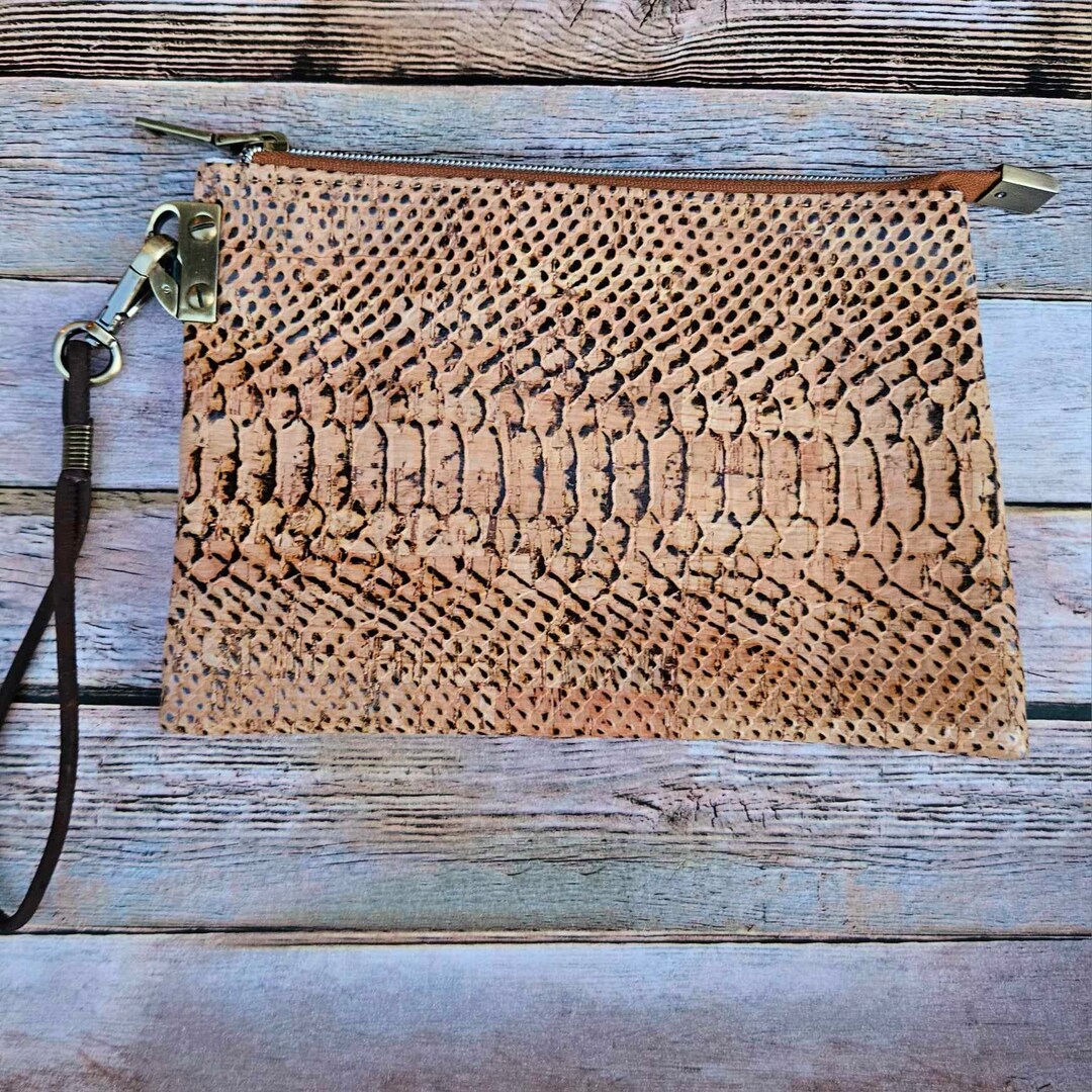 Oleta Belle Snake Cork Clutch Wristlet - Etsy