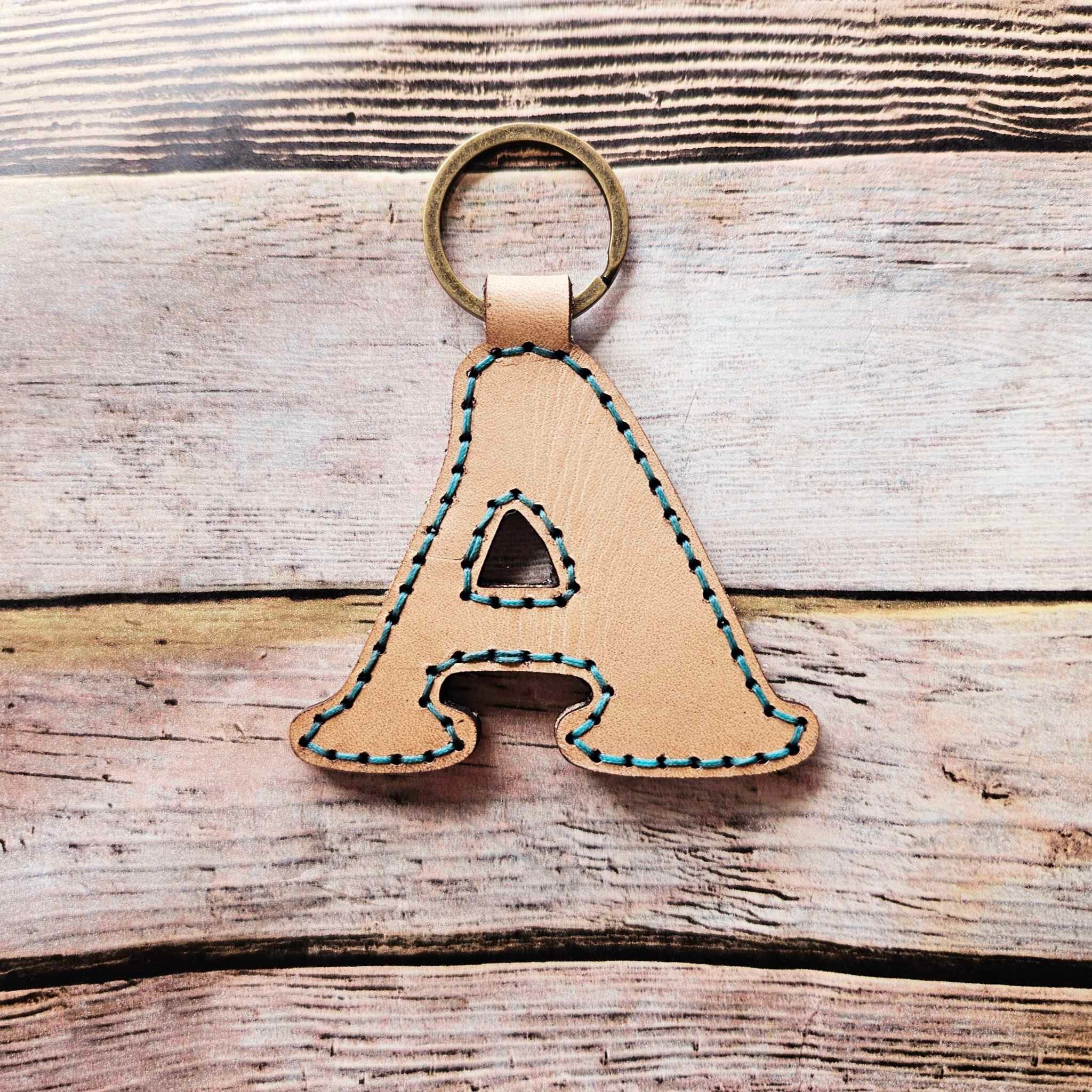 Laser Burned Leather Letter Keychain - Etsy