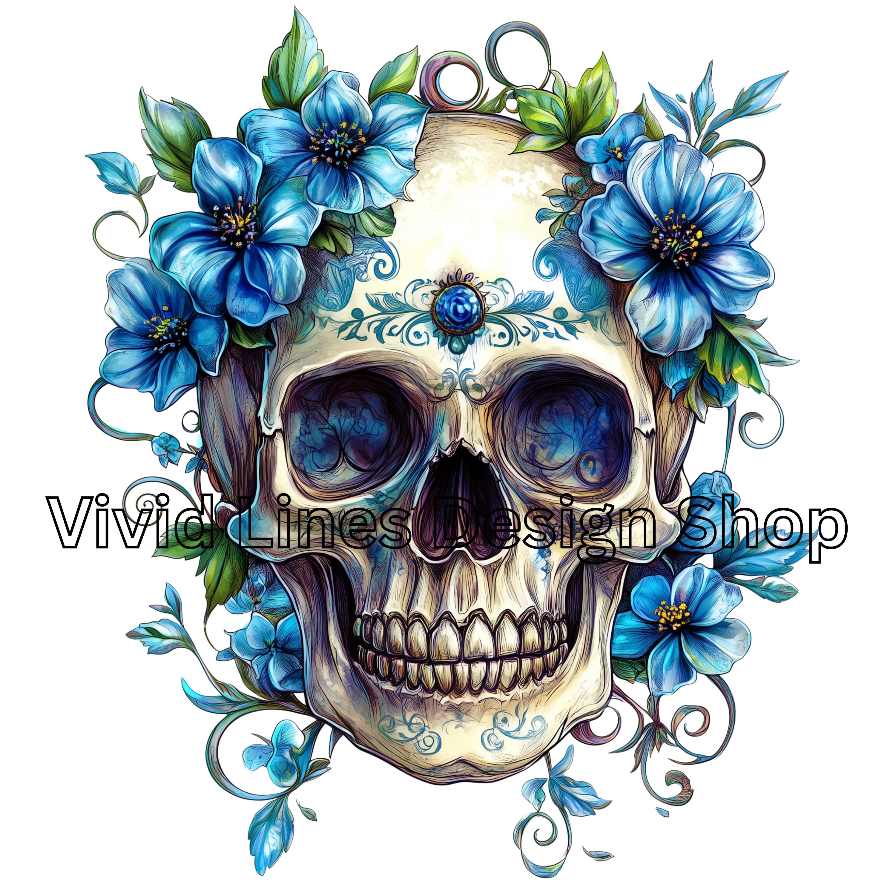 Floral Skull Clipart Bundle, Skull PNG Designs, Floral Clipart, Flowers ...