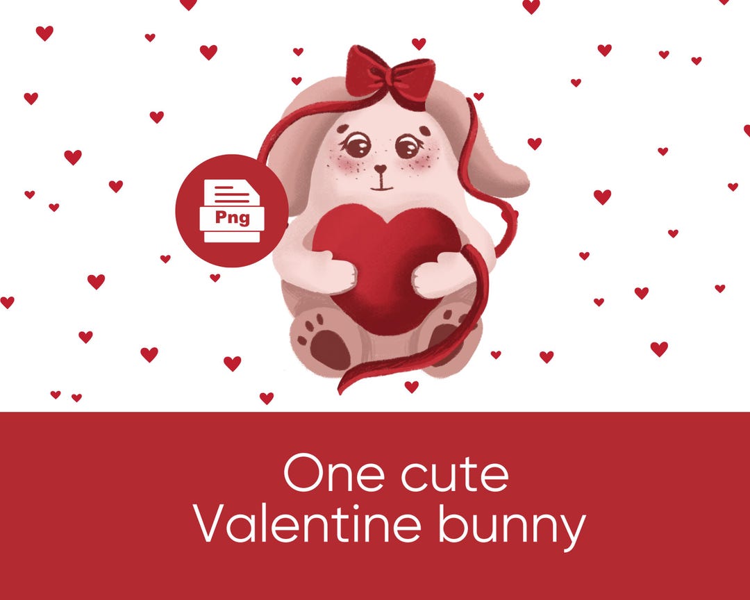 Valentine Bunny Clipart, SINGLE IMAGE, Commercial Use, Transparent PNG ...
