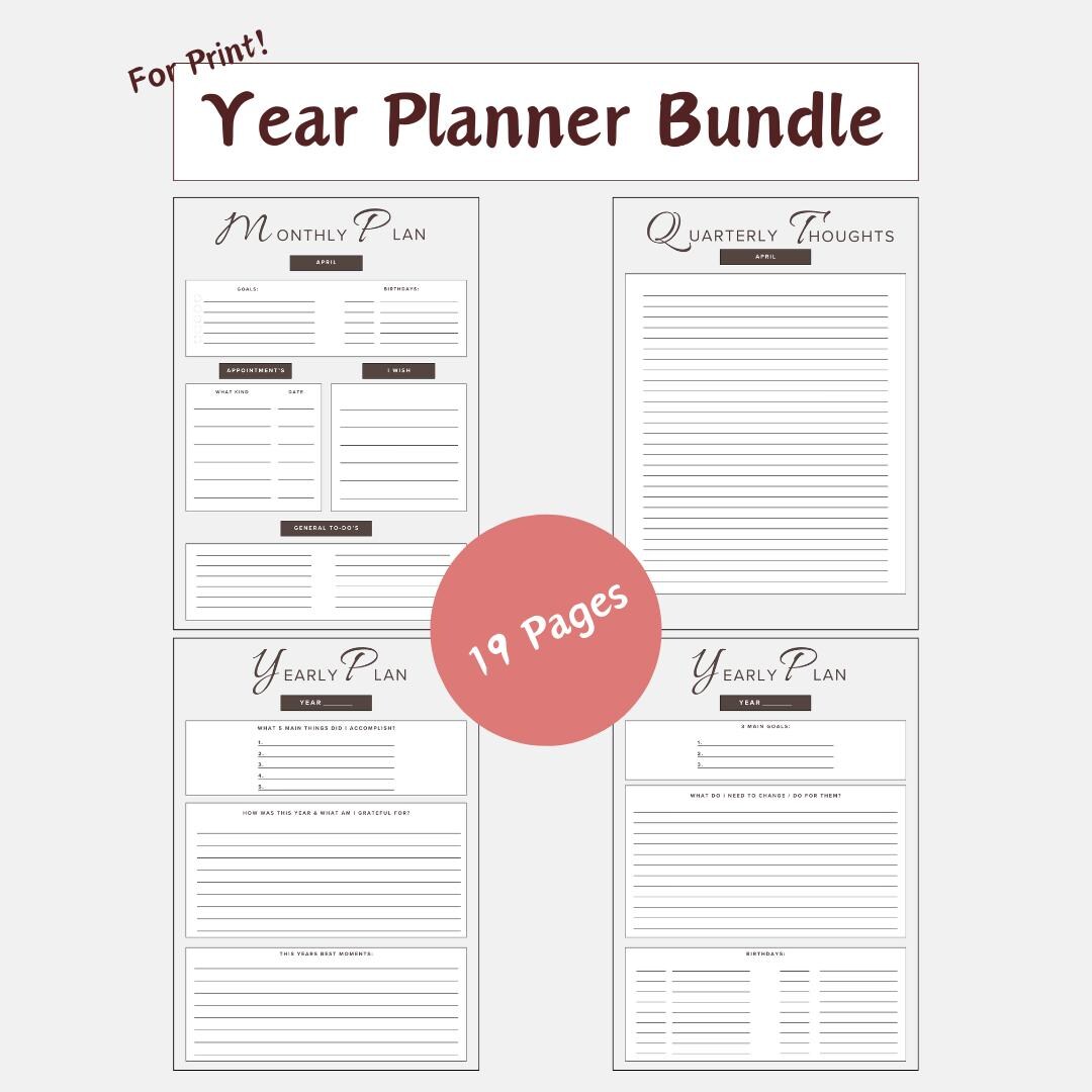 Printable Yearly Goal Tracker / Planning Bundle - Etsy