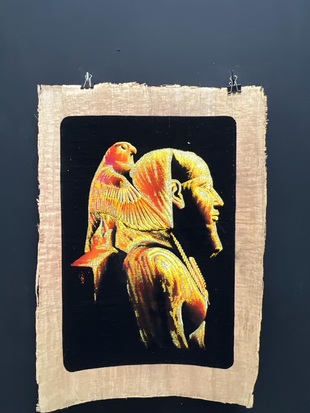 ANCIENT EGYPTIAN PAPYRUS Handmade Dark Brown Papyrus Depicting King ...