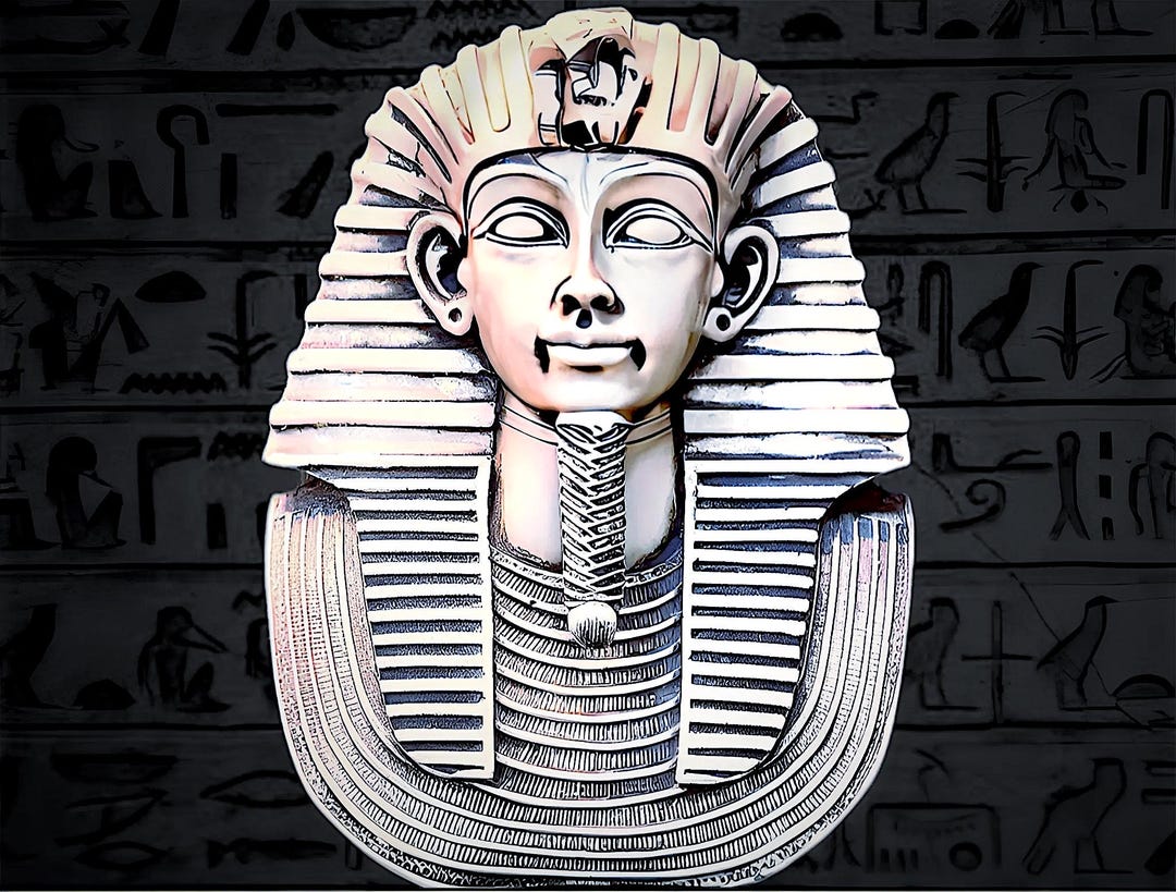 White Stone King Tutankhamun Pharos Mask , Tutankhamun Stone Bust ...