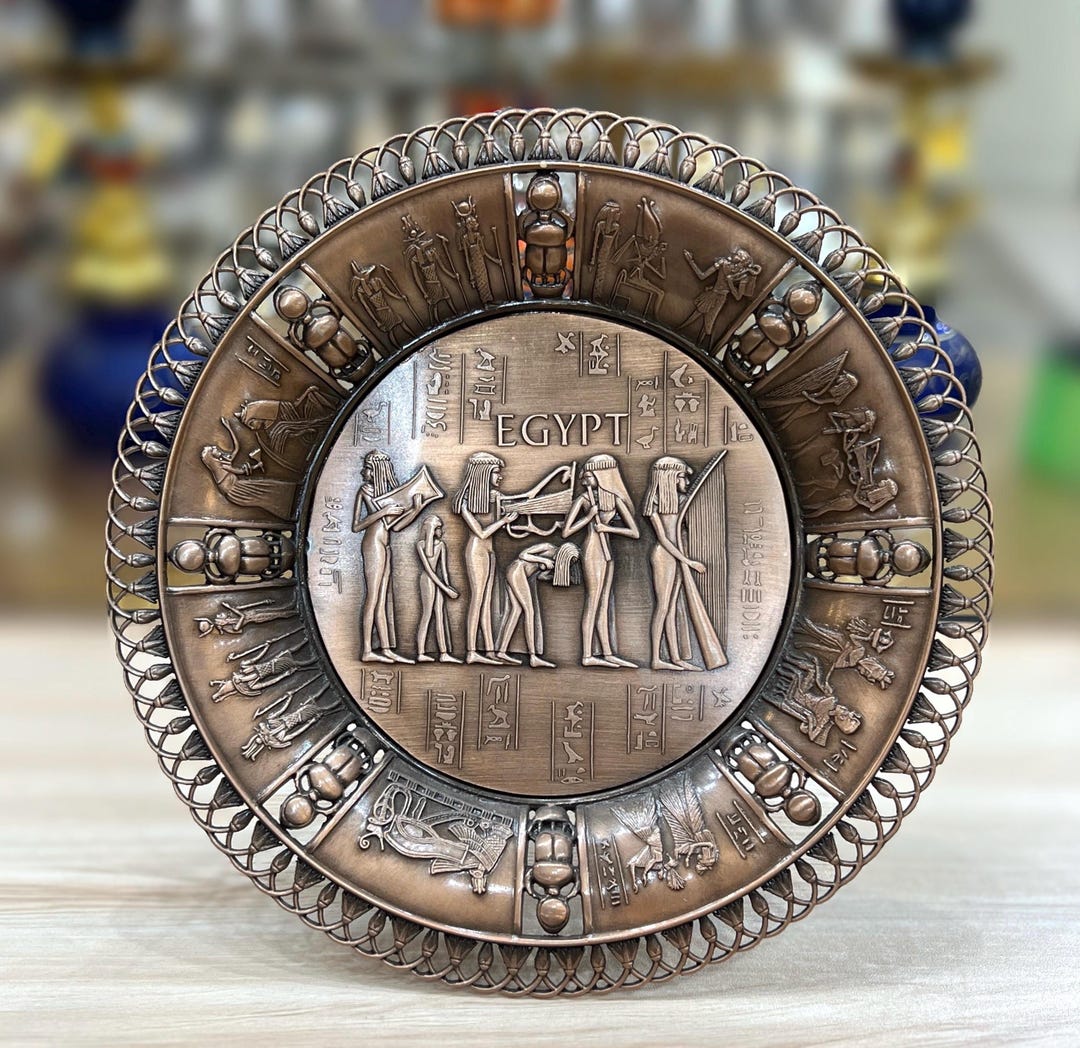 Bronze Ancient Egyptian Wall Plate, Egyptian Handmade Etched Copper ...