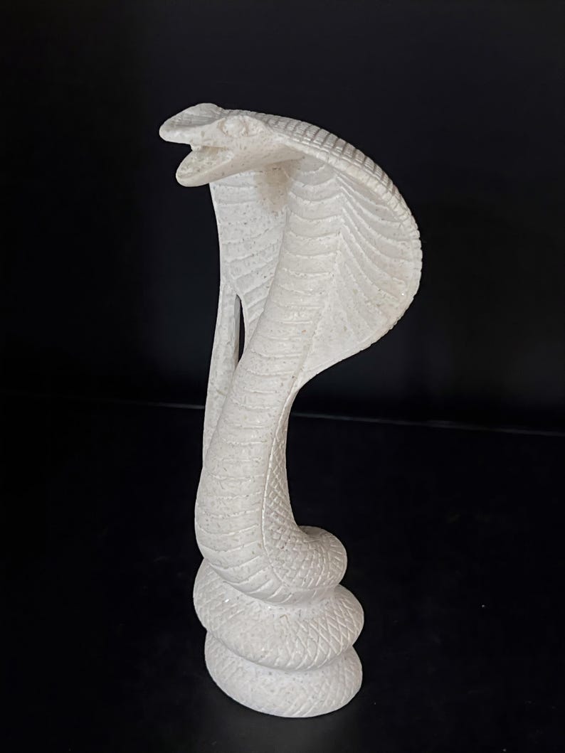 White Marble Cobra Snake Handmade Statue, Handmade Stone Cobra Figurine ...