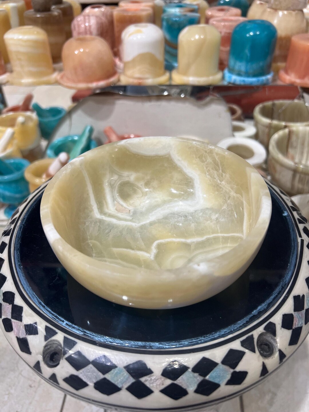Alabaster Stone Plate , 15 Cm Diameter , Alabaster Bowl, Serving Bowl ...