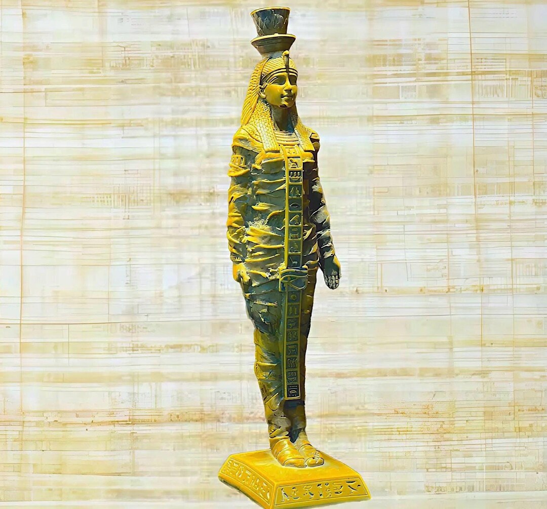 Cleopatra Stone Statue Candle Holder, Carved Stone Handmade Cleopatra ...