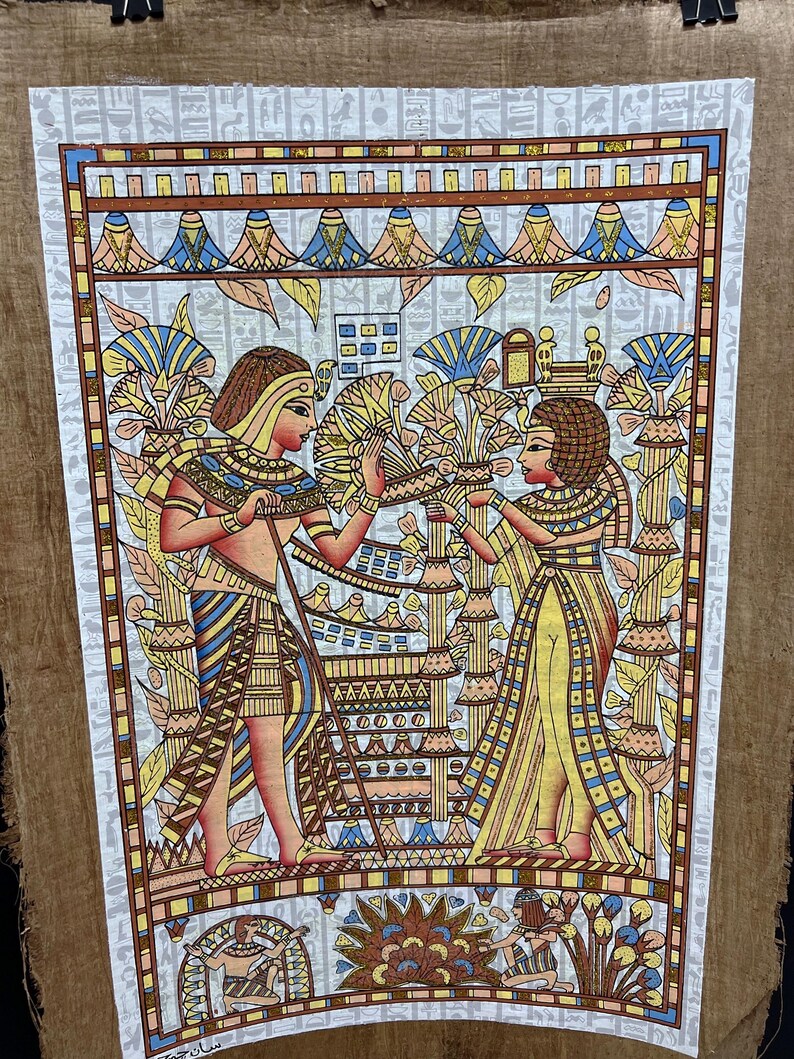 Ancient Egyptian Papyrus of King Tutankhamun & Queen Ankhesenamun With ...