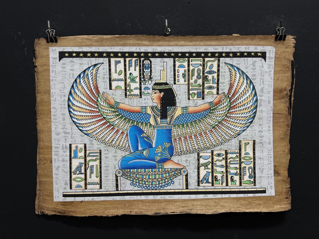 Winged Isis Papyrus, Goddess Isis Kneeling With Her Wings Extended in A ...