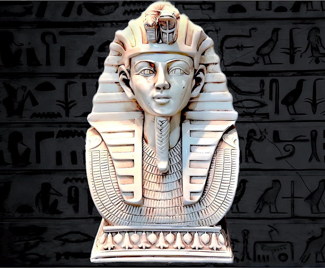 White Stone King Tutankhamun Pharos Mask , Tutankhamun Stone Bust ...