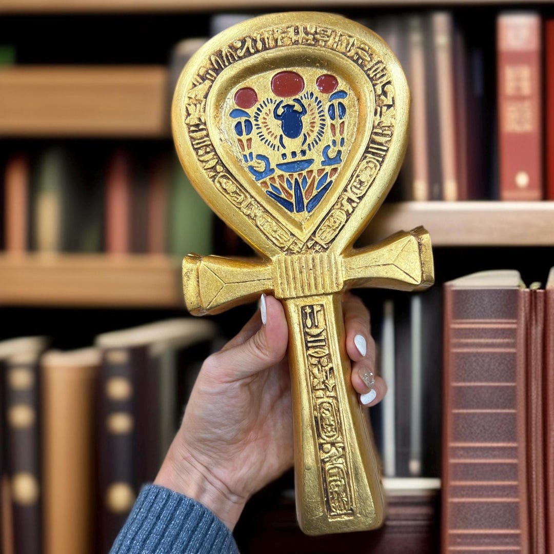 Gold Plated Ankh Mirror Case of the Young King Tutankhamun, Egyptology ...