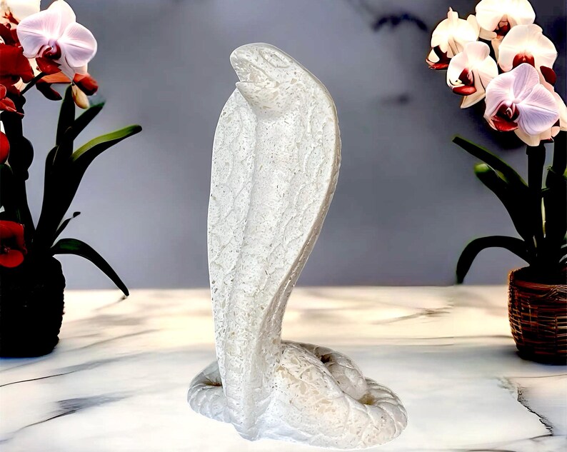 White Marble Cobra Snake Handmade Statue, Handmade Stone Cobra Figurine ...