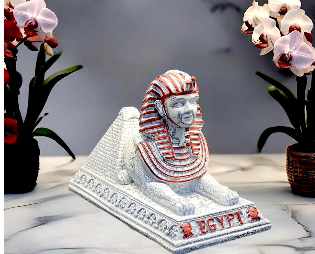 White Marble Sphinx Statue, Handmade Stone Ancient Egyptian Statue of ...