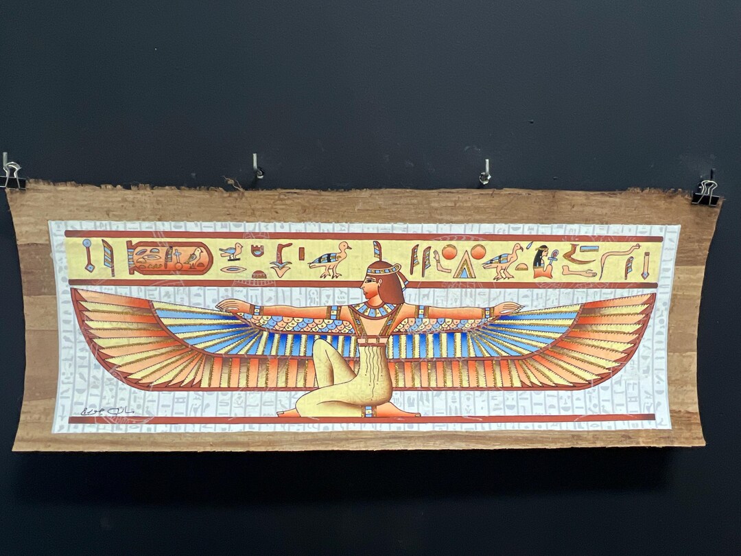Winged Isis Papyrus, Goddess Isis Kneeling With Her Wings Extended in A ...