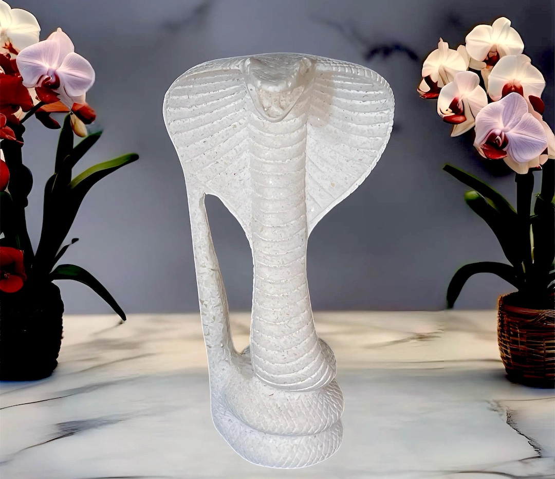 White Marble Cobra Snake Handmade Statue, Handmade Stone Cobra Figurine ...