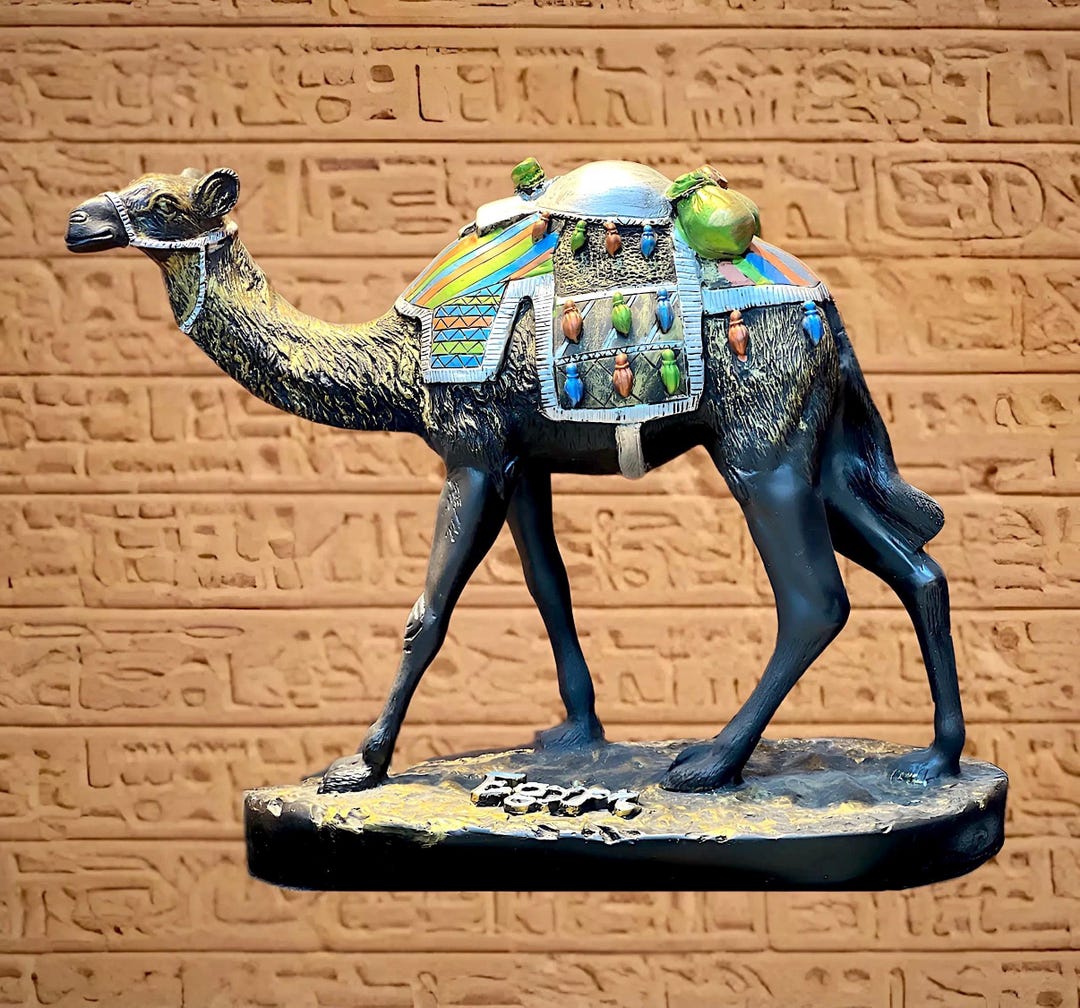 Handmade Egyptian Camel Stone Statue, Hand Painted Carved Egyptian ...