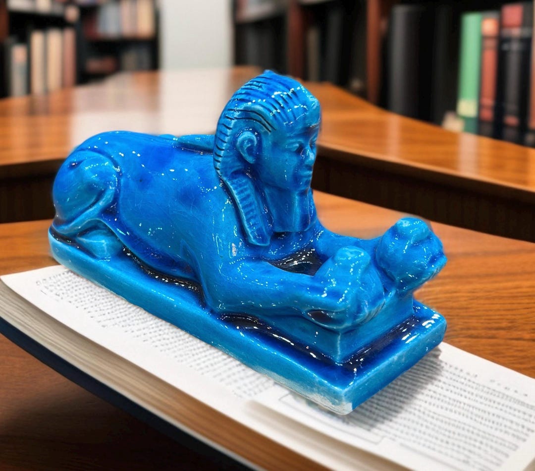 Porcelain Blue Sphinx Statue, Egyptian Sphinx Statue - Made in Egypt ...