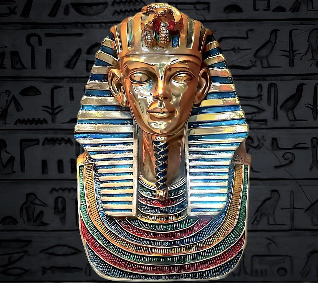 Incredible Golden Pharos Mask of King Tutankhamun, Gold Leaf ...