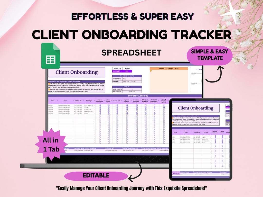 Client Onboarding Tracker Spreadsheet | Client Onboarding Checklist ...