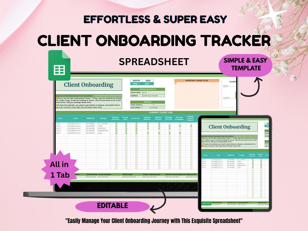 Client Onboarding Tracker | Client Onboarding Spreadsheet | Onboarding ...