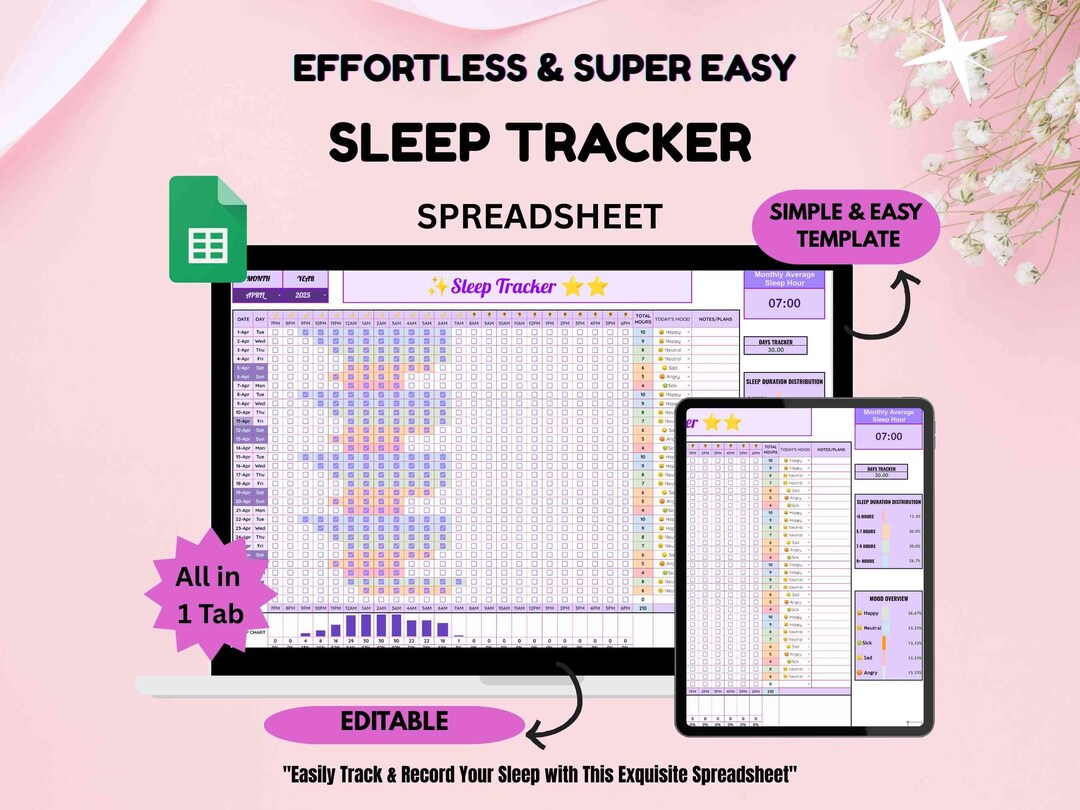 Sleep Tracker Journal| Sleep Tracker Spreadsheet | Sleep Habit Tracker ...