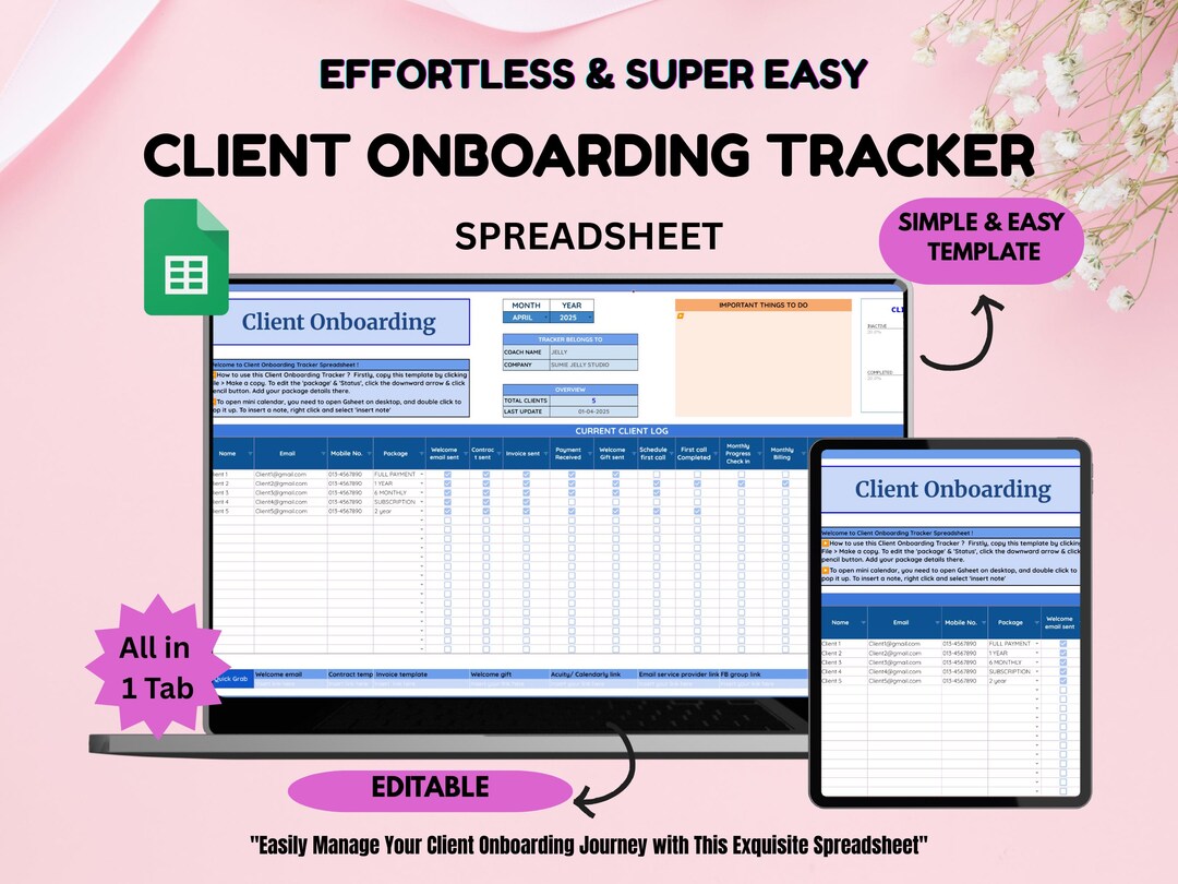 Client Onboarding Tracker | Client Onboarding Spreadsheet | Onboarding ...