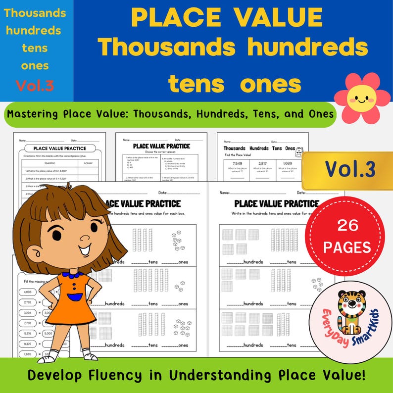 Place Value Worksheets: Grades 2-4 Math Practice (PDF Printable) - Etsy