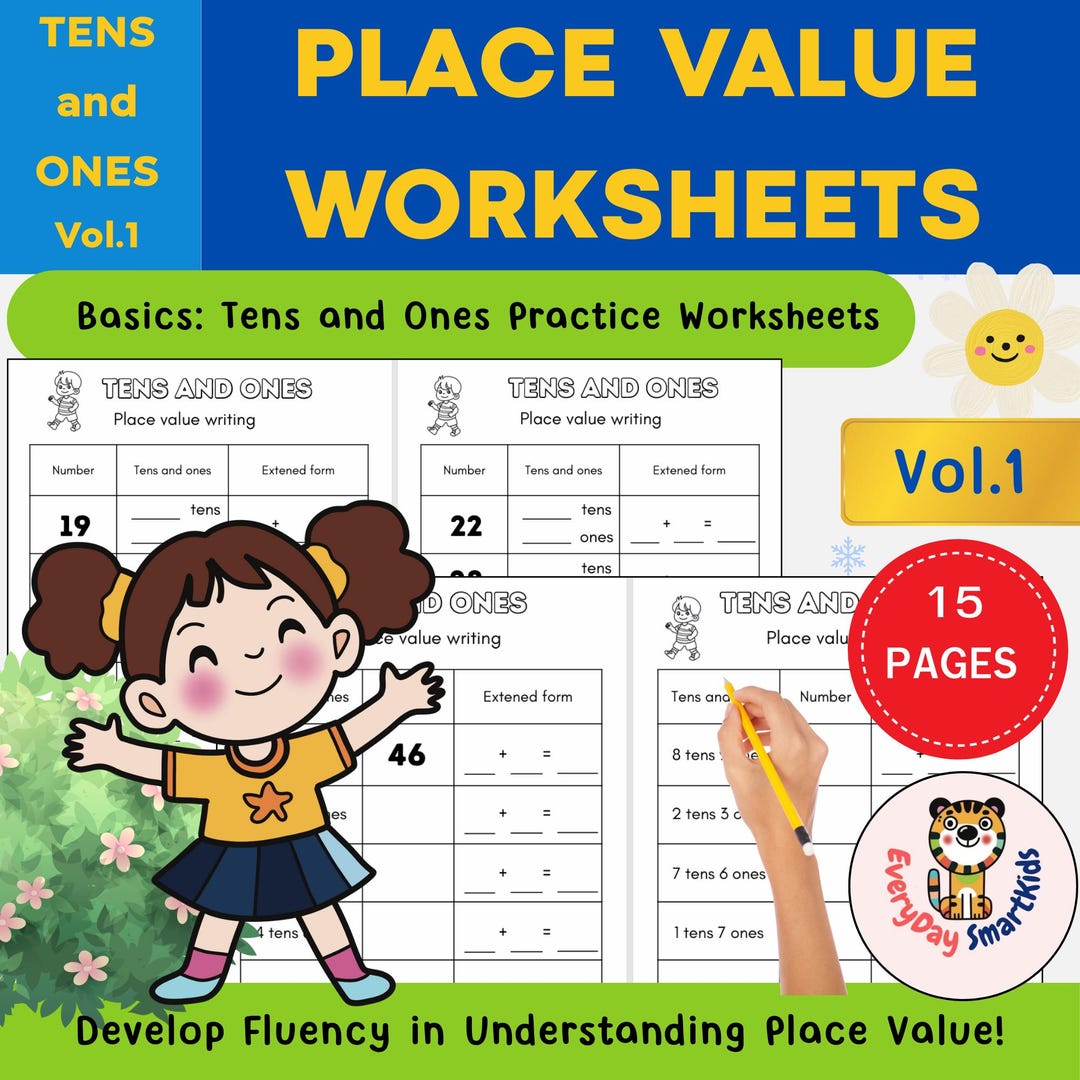 Place Value Practice - 15 Math Worksheets for Grade 2, PDF Files ,basic ...