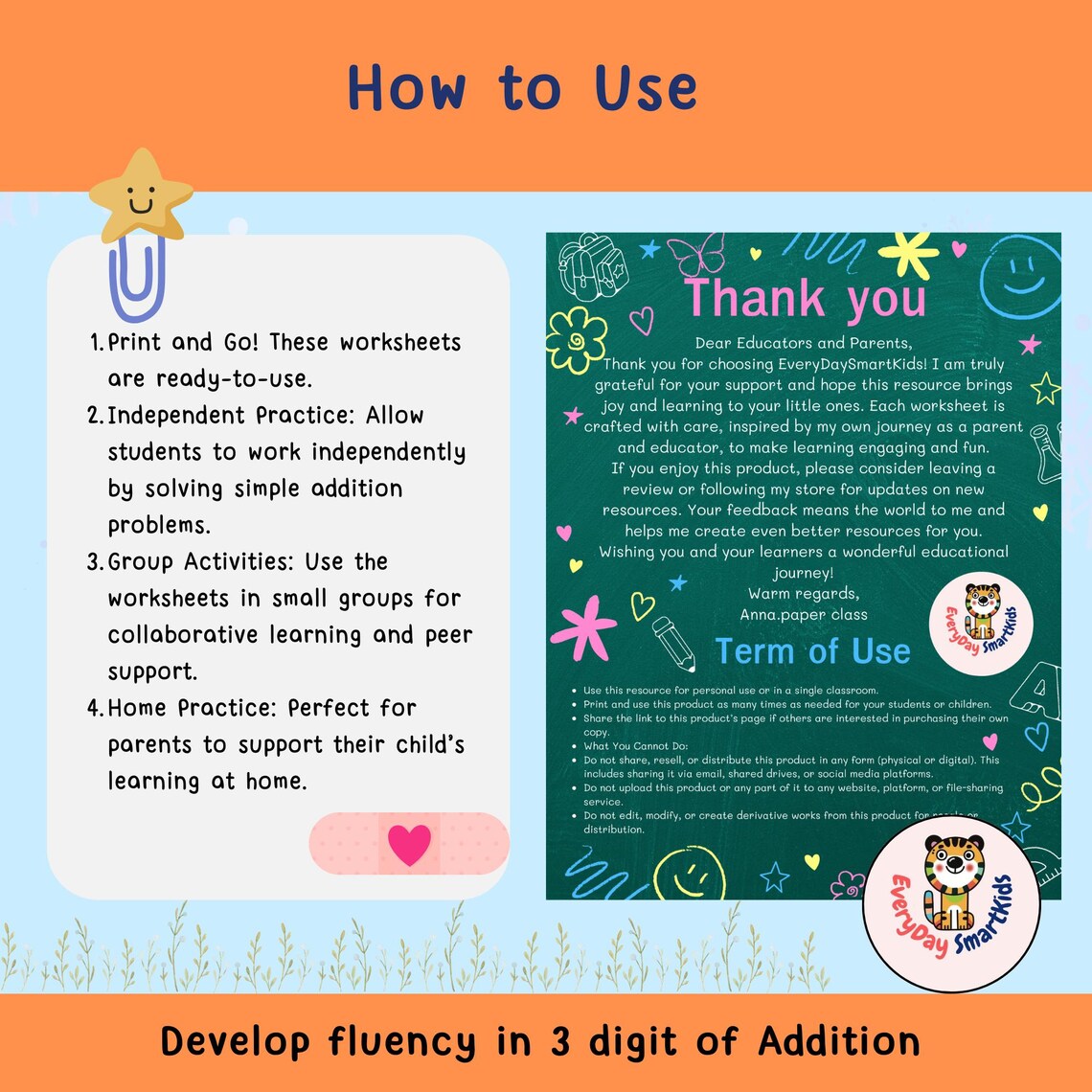 3-digit Addition Without Regrouping Math Worksheet for Grade 2-3, Math ...