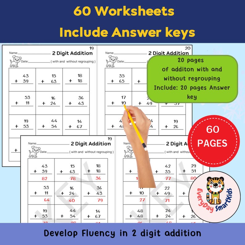 2-digit Addition Worksheets | With and Without Regrouping | Math ...