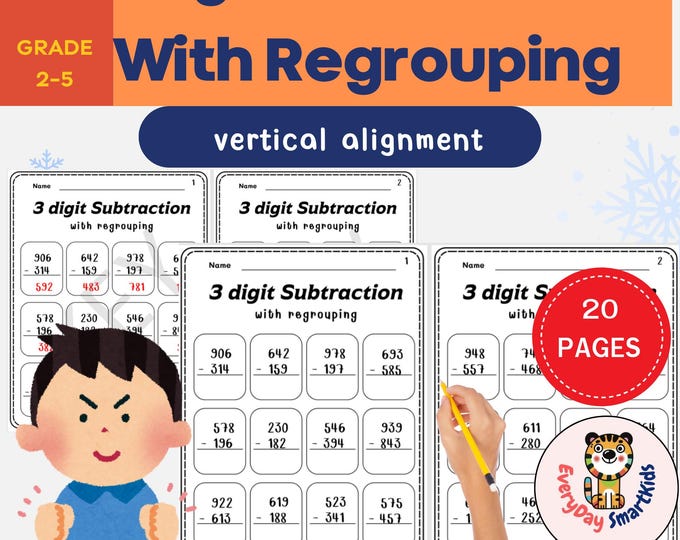 Three Digit Subtraction Without Regrouping Worksheets - Etsy Canada
