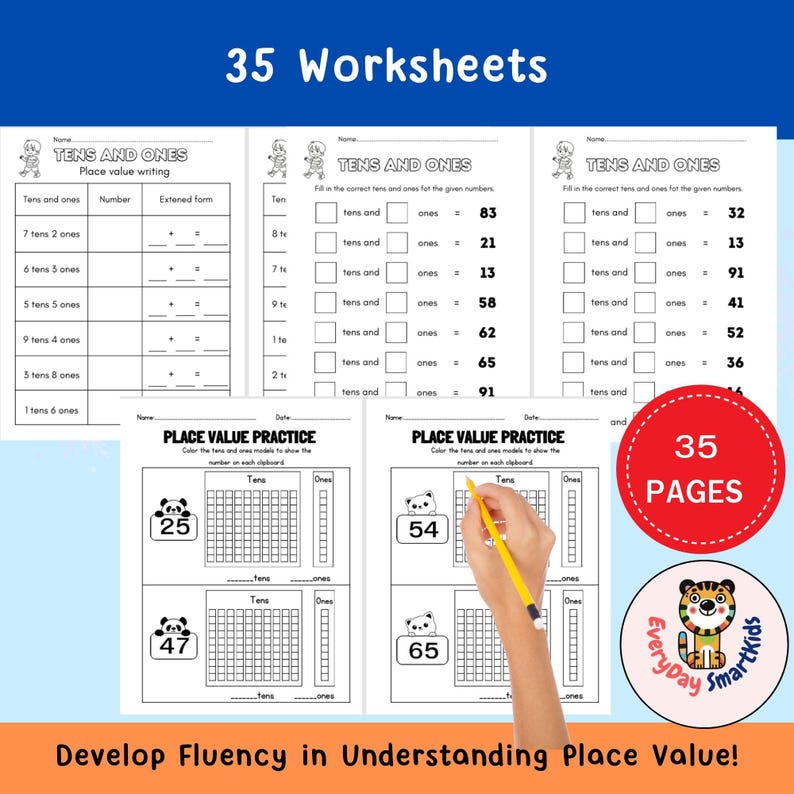 Place Value Worksheets: Tens, Ones, Expanded Form (PDF Digital Download) - Etsy