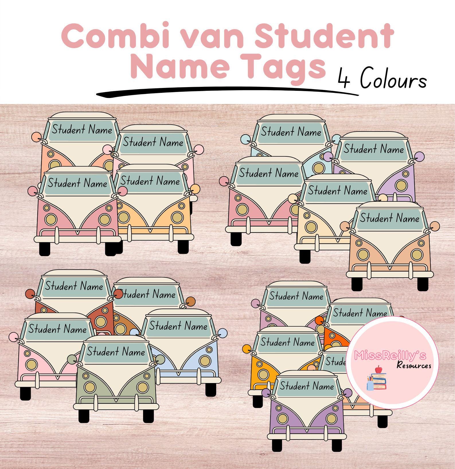 Editable Student Desk & Door Name Tag | Combi Van Inspired | Classroom ...